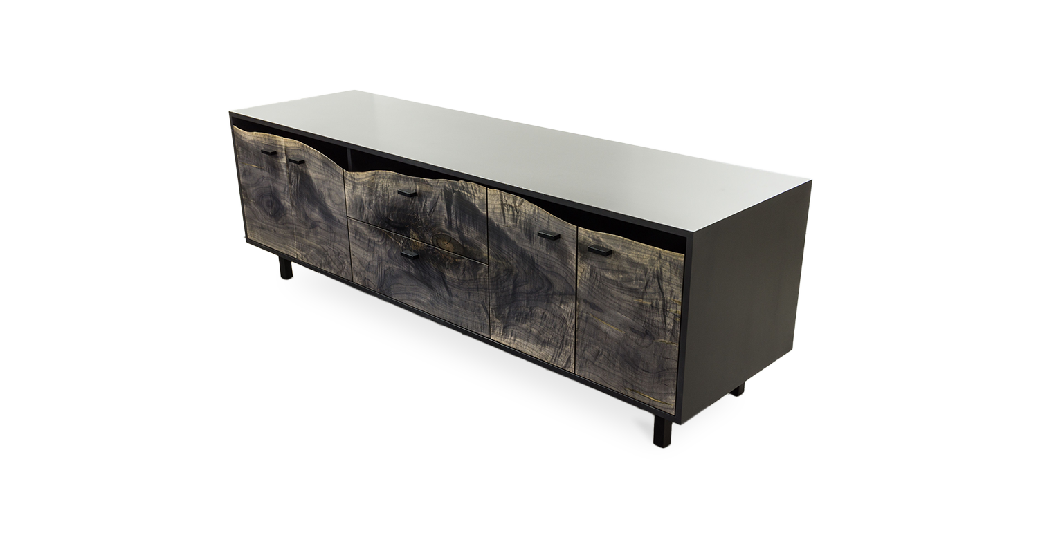 1103 Ebonized Maple Live Edge Solid Face Credenza 96" x 24" – Created ...